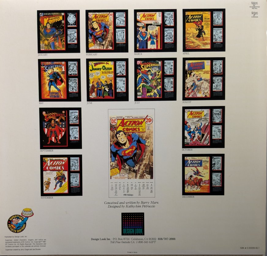 Superman: The First Fifty Years 1988 Calendar – Simple Tragic Collectibles